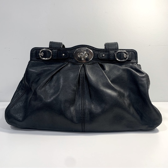Coach | Bags | Vintage Coach Black Leather Pleated Belt Shoulder Bag ...